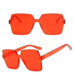 Accessories | Red Squarerimless Sunglasses | Poshmark